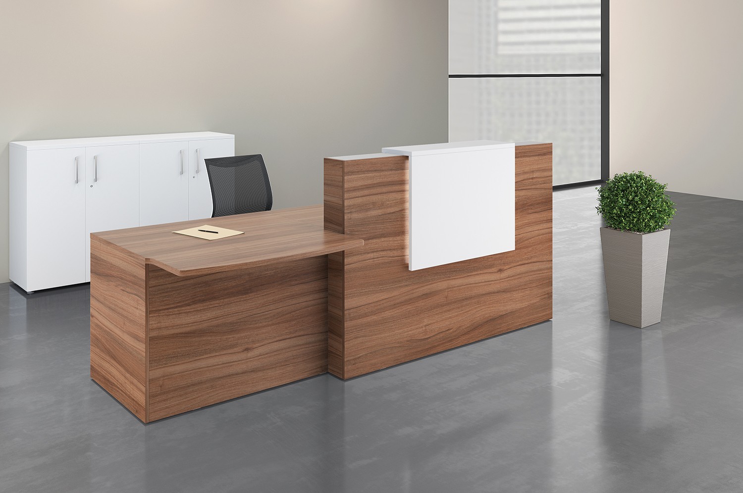 Banque d'accueil ADELIS PMR côté NOYER Stratifié antibactérien - Achat ...